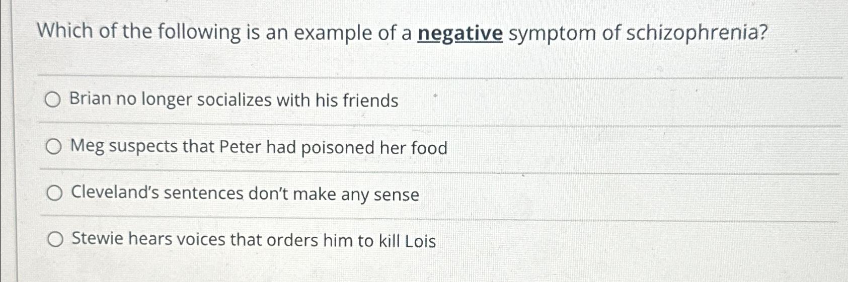 Solved Which of the following is an example of a negative | Chegg.com
