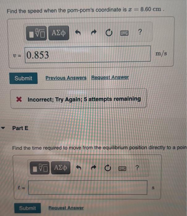 Solved A cheerleader waves her pom-pom in SHM with an | Chegg.com