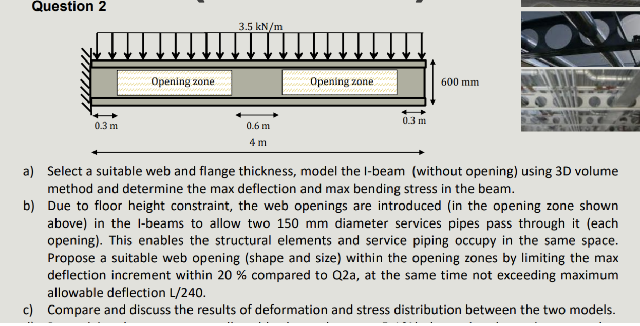 Solved a) ﻿Select a suitable web and flange thickness, model | Chegg.com