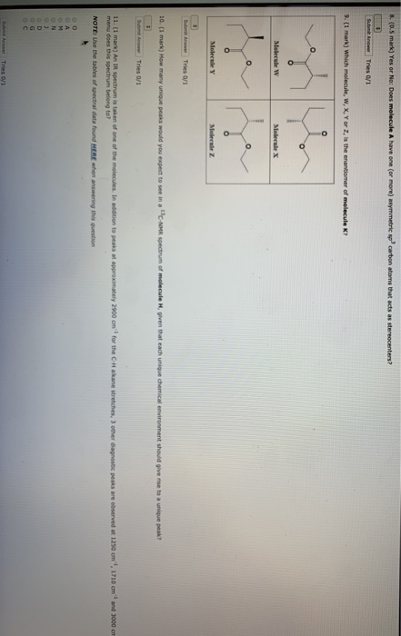 Solved Consider the following molecules A-O to answer | Chegg.com