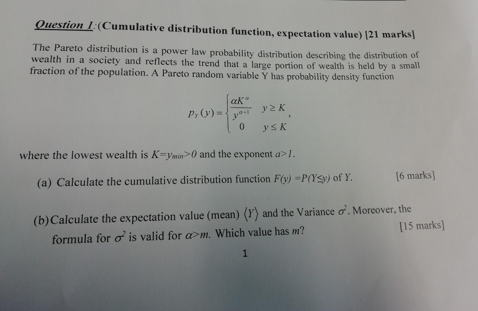Solved Question 1:(Cumulative distribution function, | Chegg.com