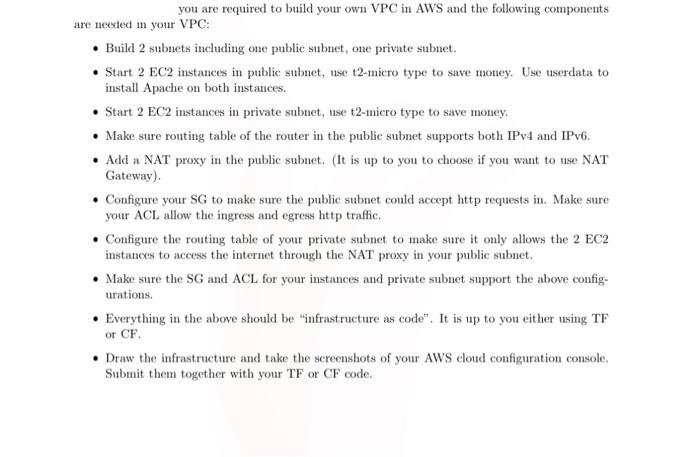 Solved you are required to build your own VPC in AWS and the | Chegg.com