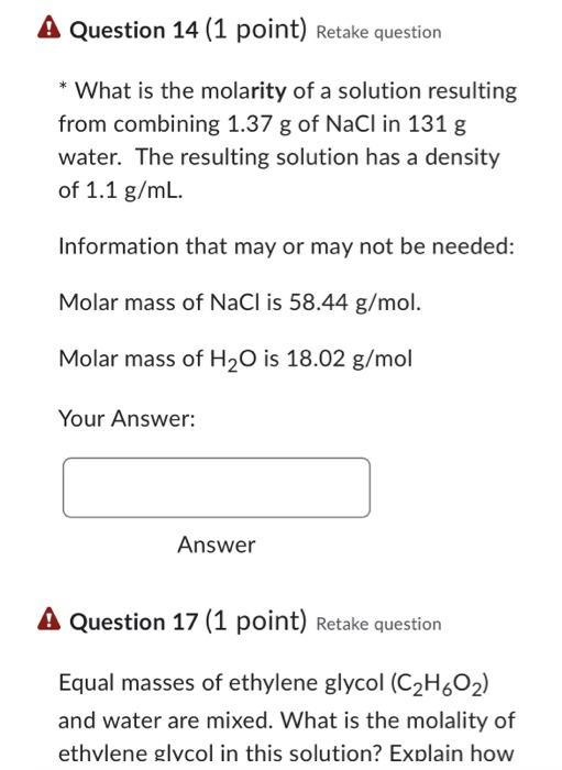 Solved !. Question 14 (1 point) Retake question * What is | Chegg.com Solved !. Question 14 (1 point) Retake question * What is | Chegg.com