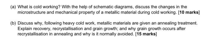 Solved (a) What is cold working? With the help of schematic | Chegg.com
