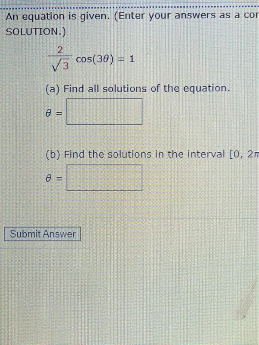 Solved An equation is given. (Enter your answers as a cor | Chegg.com
