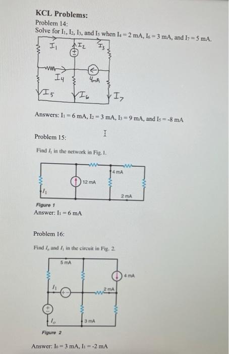 Solved KCL Problems: Problem 14: Solve for 11, 12, 13, and | Chegg.com