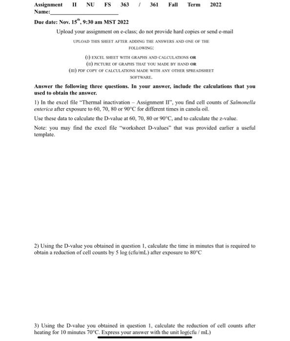 Due date: Nov. 15th,9:30 am MST 2022 Upload your | Chegg.com