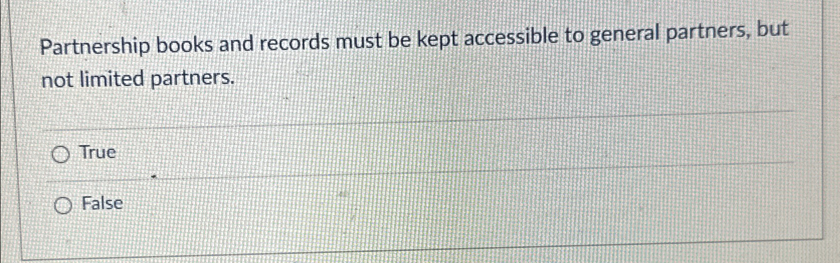 Solved Partnership books and records must be kept accessible | Chegg.com