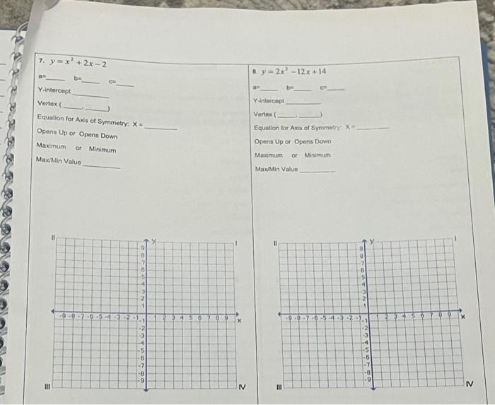 Solved Given the quadratic in STANDARD FORM. y=ax2+bx+c; | Chegg.com