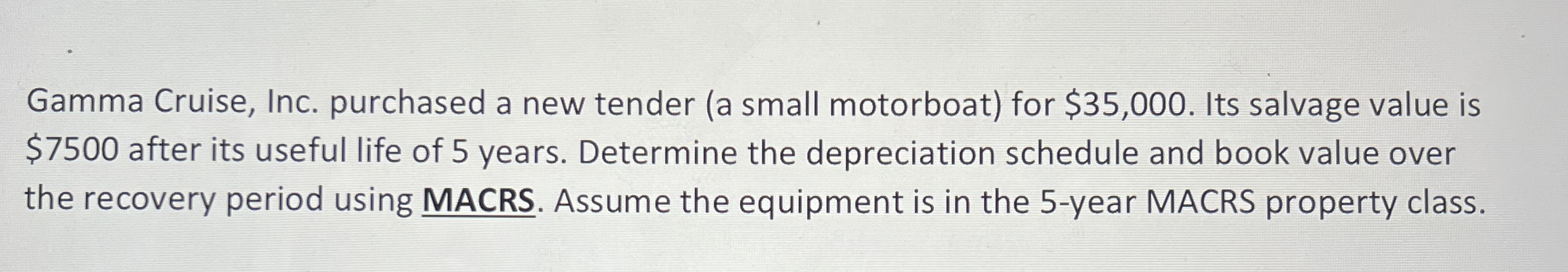 Solved by an EXPERT Gamma Cruise, Inc. purchased a new tender (a small ...
