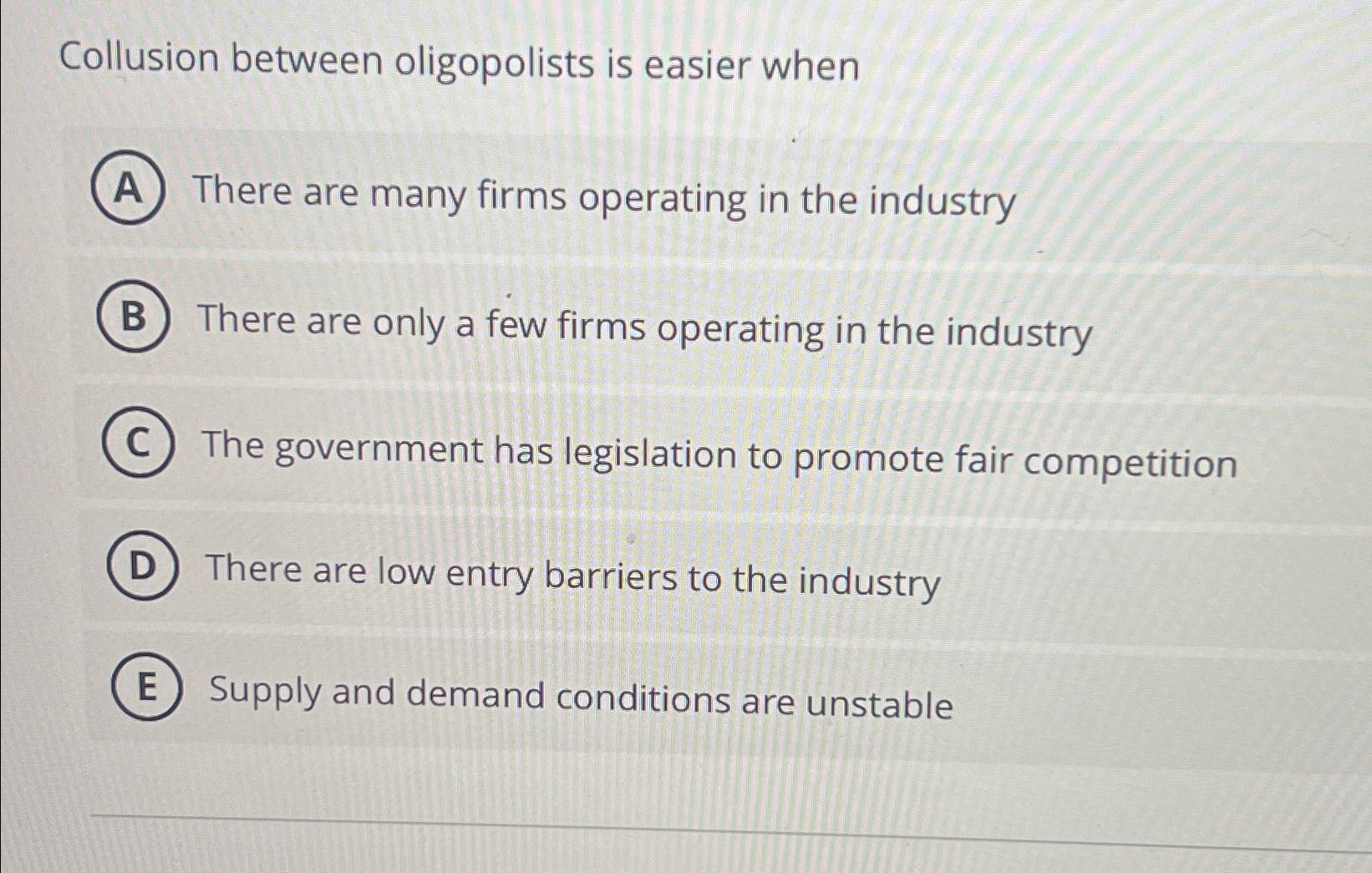 Solved Collusion between oligopolists is easier whenThere | Chegg.com