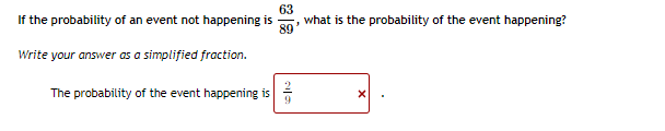 Solved If the probability of an event not happening is 6389, | Chegg.com