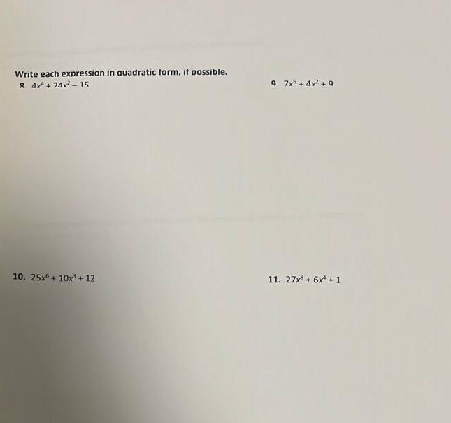 Solved Write each expression in quadratic form. if | Chegg.com