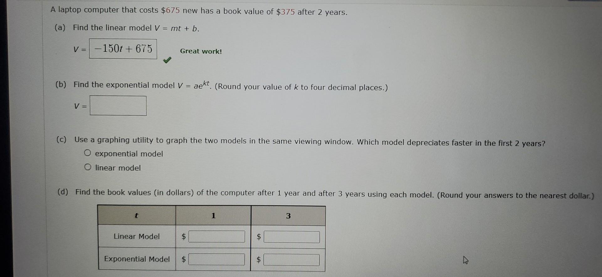 Solved A laptop computer that costs $675 new has a book | Chegg.com