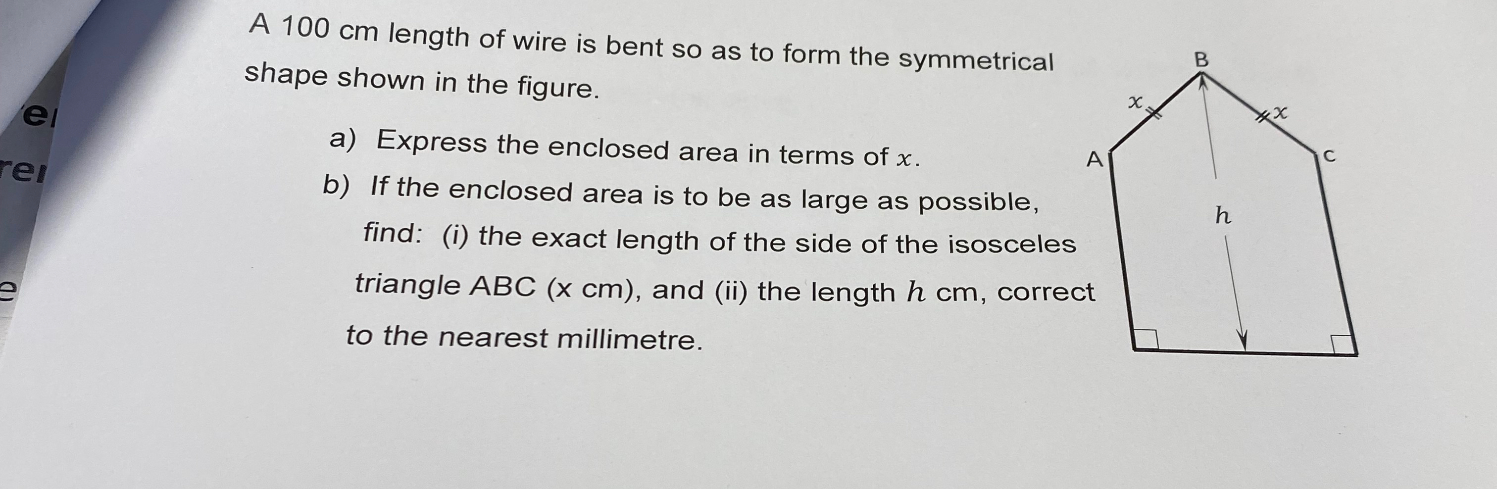 Solved A 100cm ﻿length of wire is bent so as to form the | Chegg.com