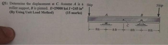 Solved Q1: Determine the displacement at C. Assume A is a | Chegg.com