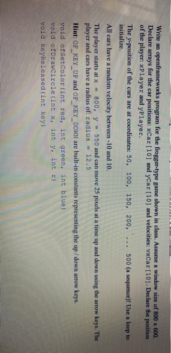.. Write an openframeworks program for the | Chegg.com