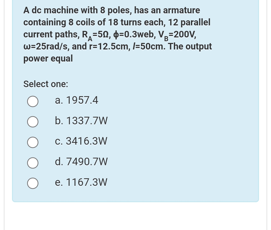 Solved A dc machine with 8 ﻿poles, has an armature | Chegg.com