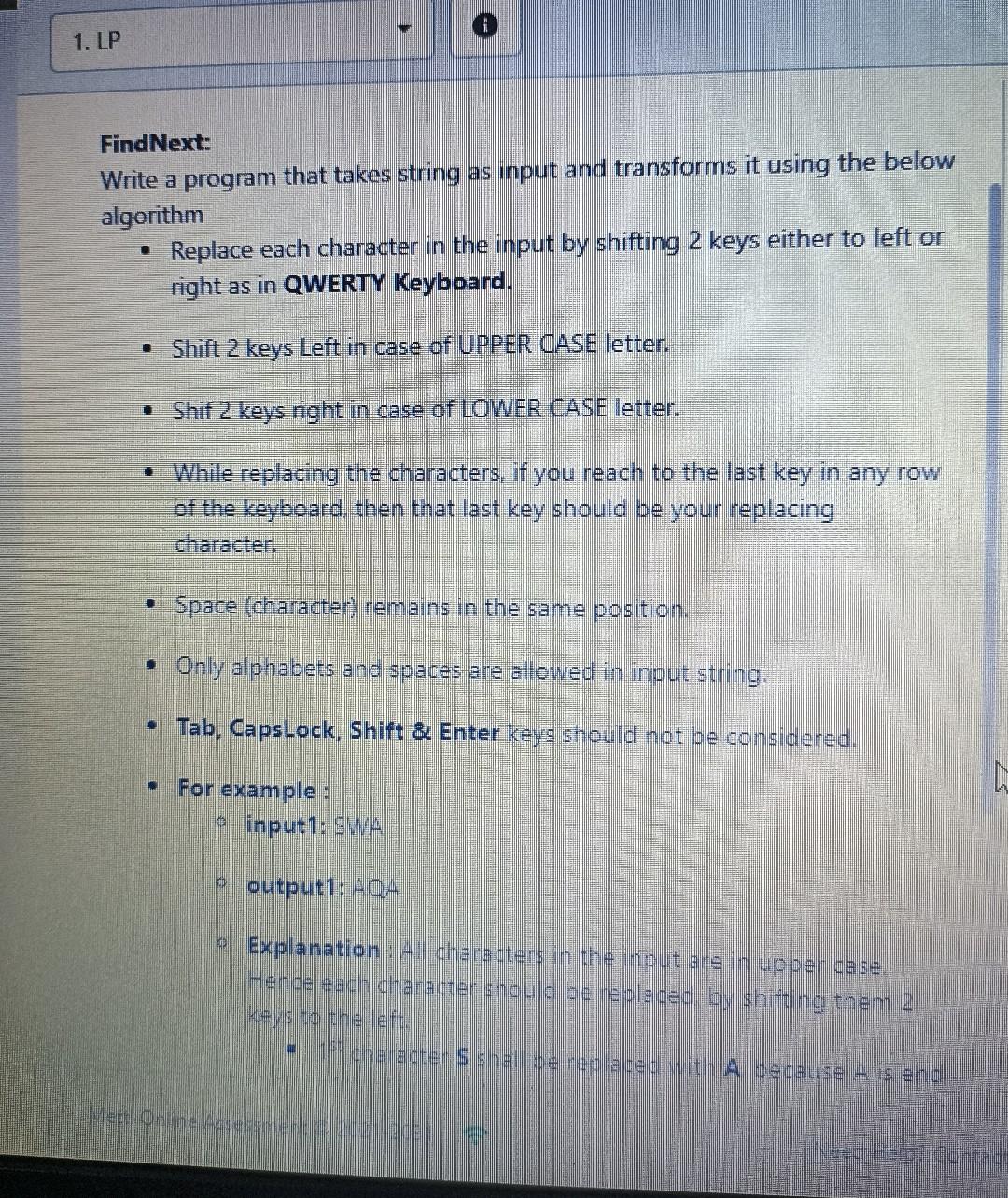 Solved 1. LP - space (ciatacter) remams ui une same | Chegg.com