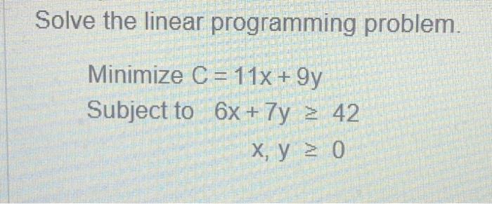 Solved Solve the linear programming problem. Minimize | Chegg.com