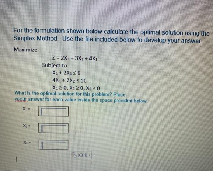 Solved For the formulation shown below calculate the optimal | Chegg.com