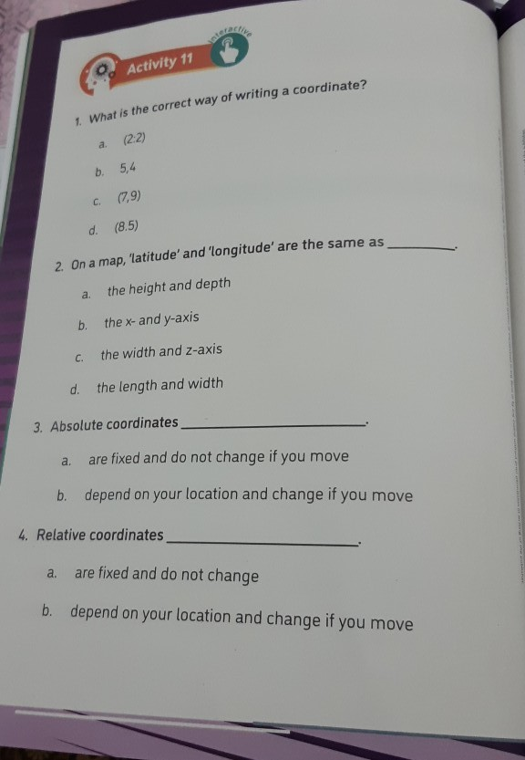 Solved Activity 11 1. What is the correct way of writing a | Chegg.com
