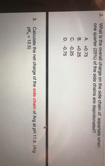 Solved What is the overall charge on the side chain of | Chegg.com