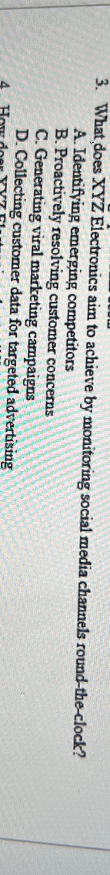 Solved What does XYZ Electronics aim to achieve by | Chegg.com