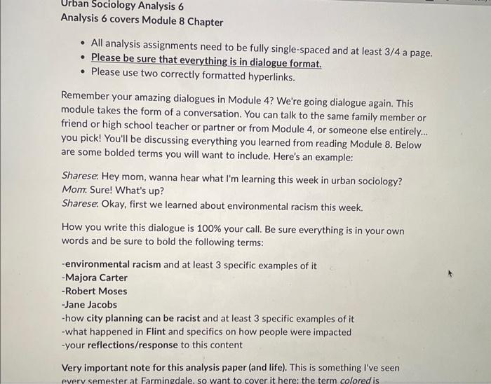 Analysis 6 covers Module 8 Chapter - All analysis | Chegg.com