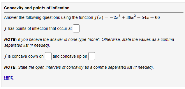 Solved Concavity and points of inflection.Answer the | Chegg.com