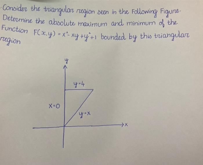 Solved -Consider the triangular region seen in the Following | Chegg.com