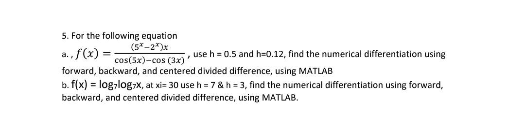 Solved 5. For the following equation | Chegg.com