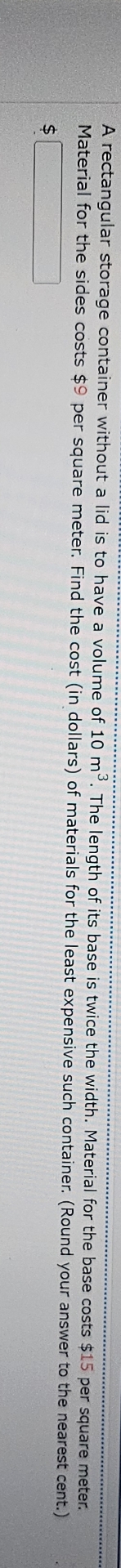 Solved A rectangular storage container without a lid is to | Chegg.com