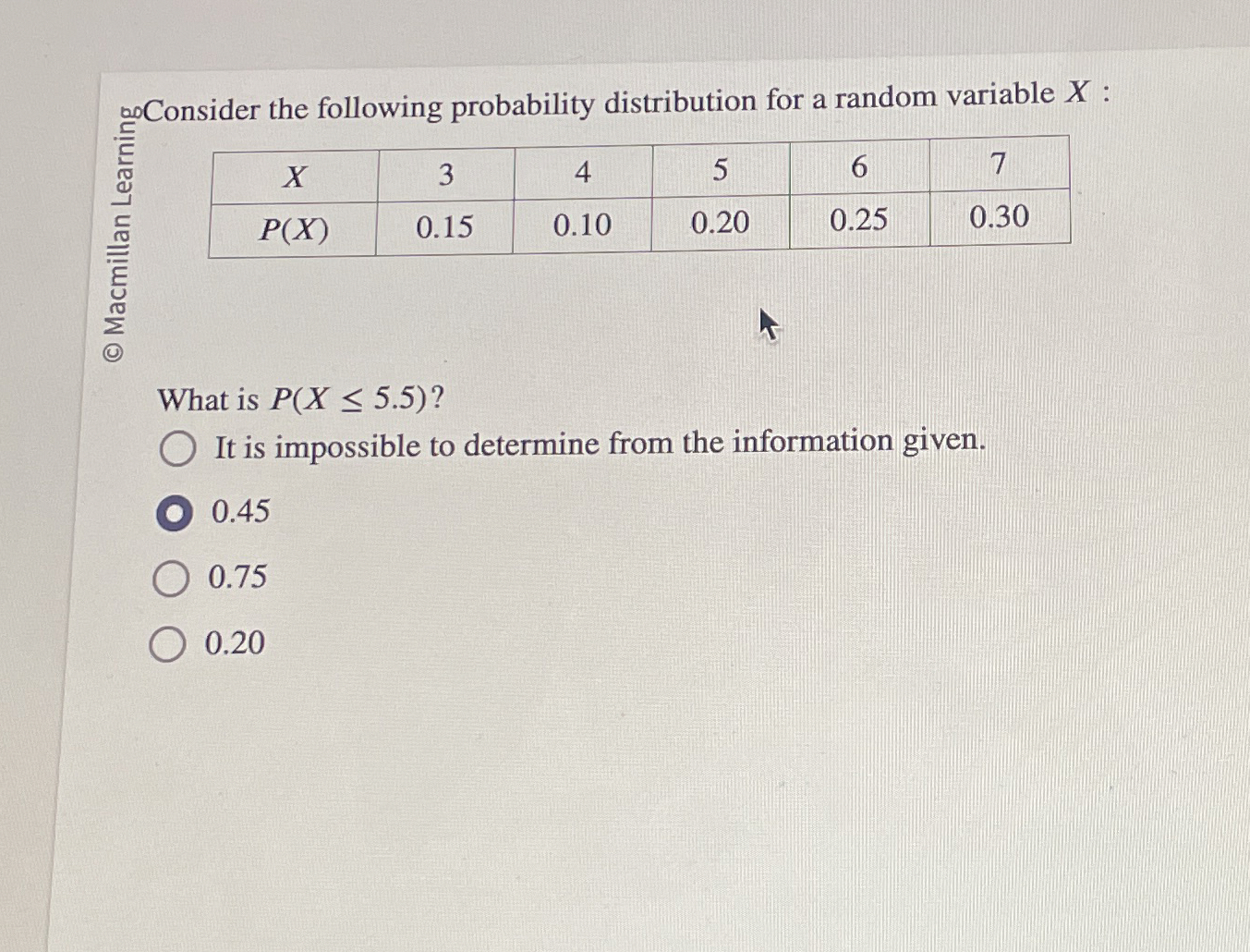 Solved nonsider the following probability distribution for a | Chegg.com
