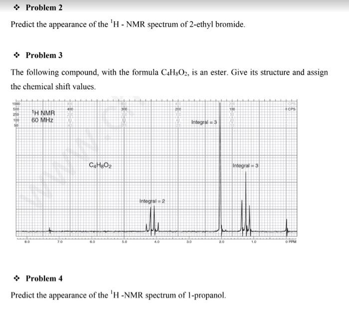 Solved → Problem 2 Predict the appearance of the 'H-NMR | Chegg.com