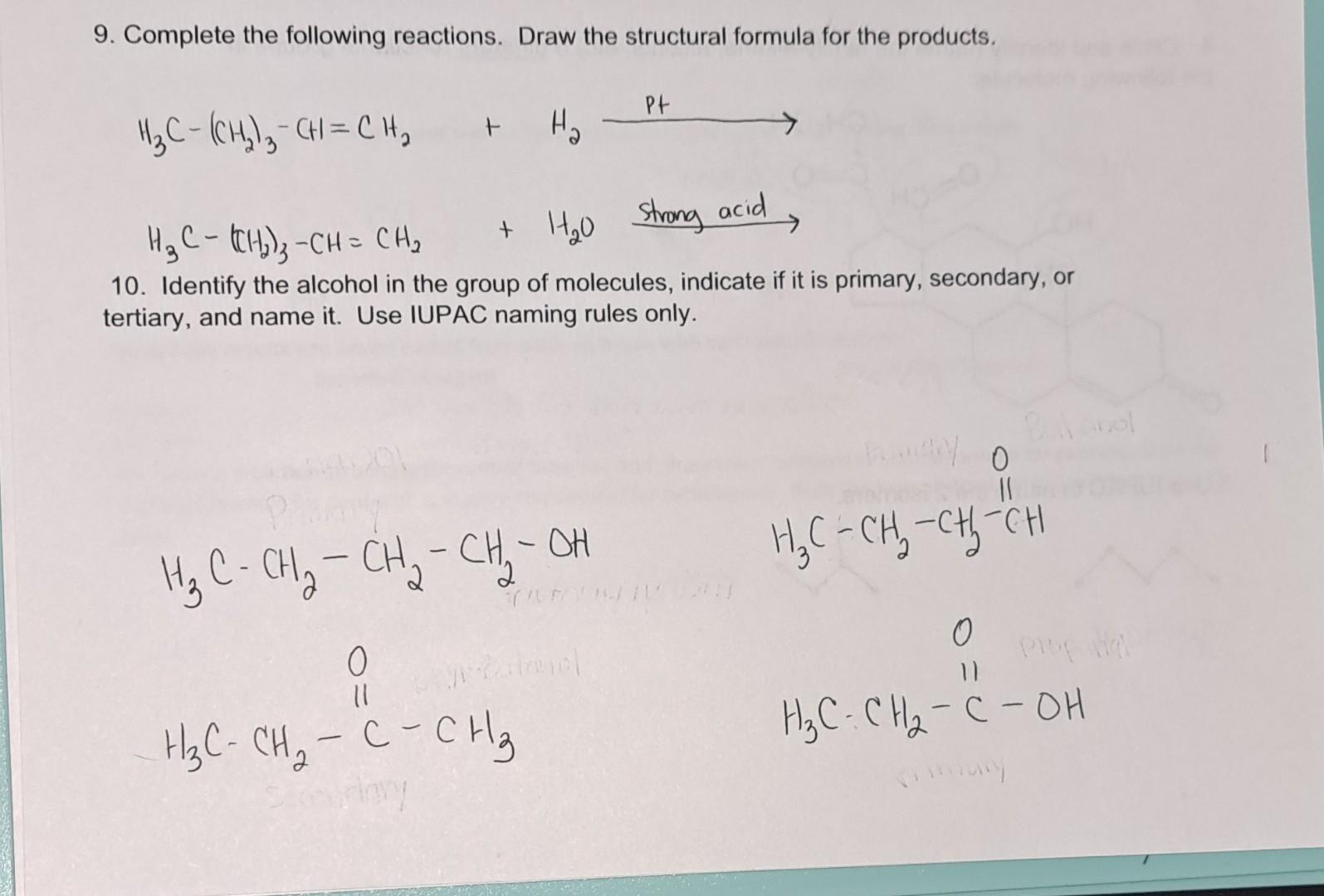 [Solved]: 9. Complete the following reactions. Draw the
