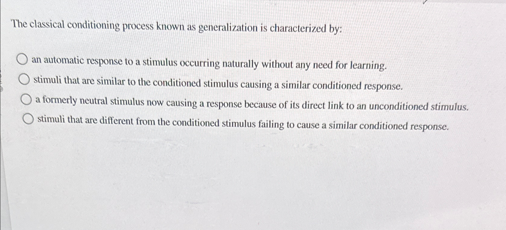 Solved The classical conditioning process known as | Chegg.com