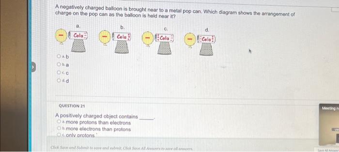 Solved A negatively charged balloon is brought near to a | Chegg.com
