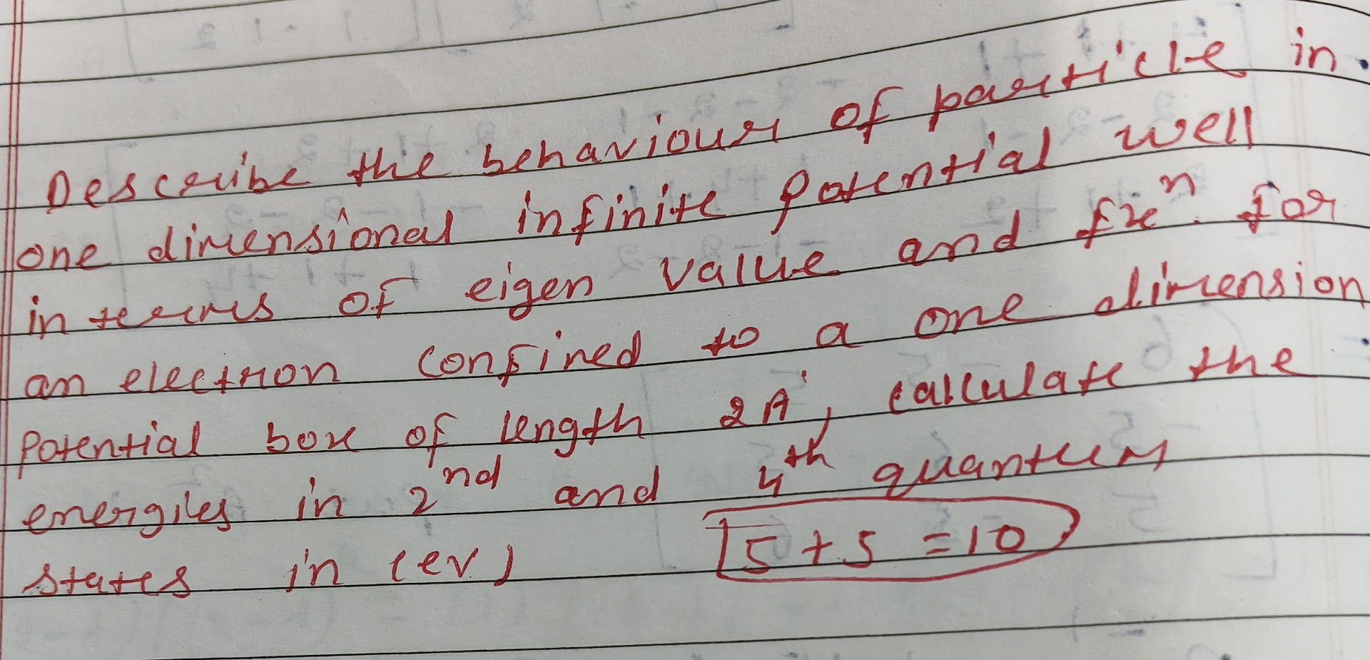 Solved Describe the behaviour of particle in one dimensional | Chegg.com