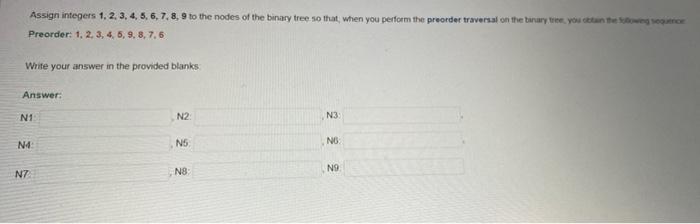 Solved Question 3 Consider the following binary tree: N1 N2 | Chegg.com