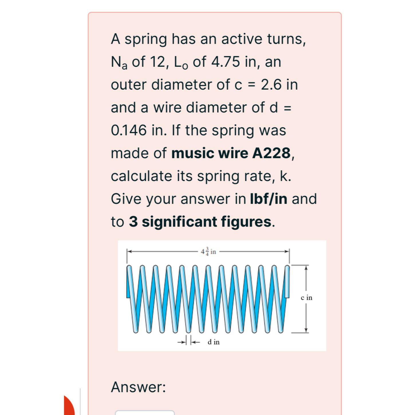 Solved A spring has an active turns, Na ﻿of 12,L0 ﻿of | Chegg.com