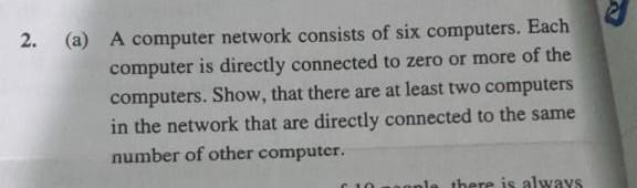 Solved (a) A computer network consists of six computers. | Chegg.com