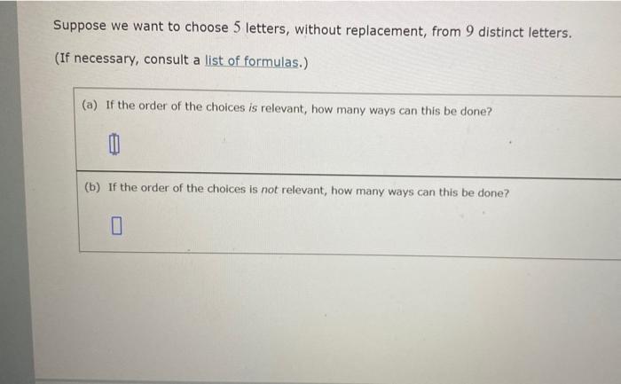 Solved Suppose we want to choose 5 letters, without | Chegg.com