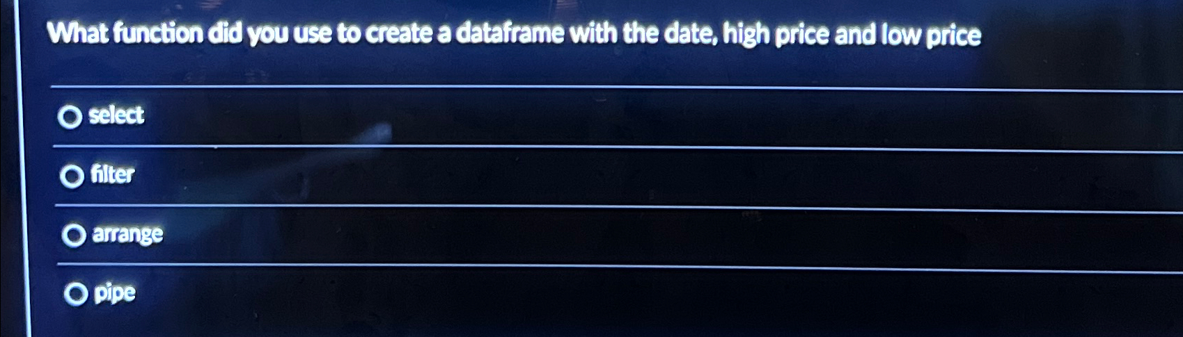 What function did you use to create a dataframe with | Chegg.com