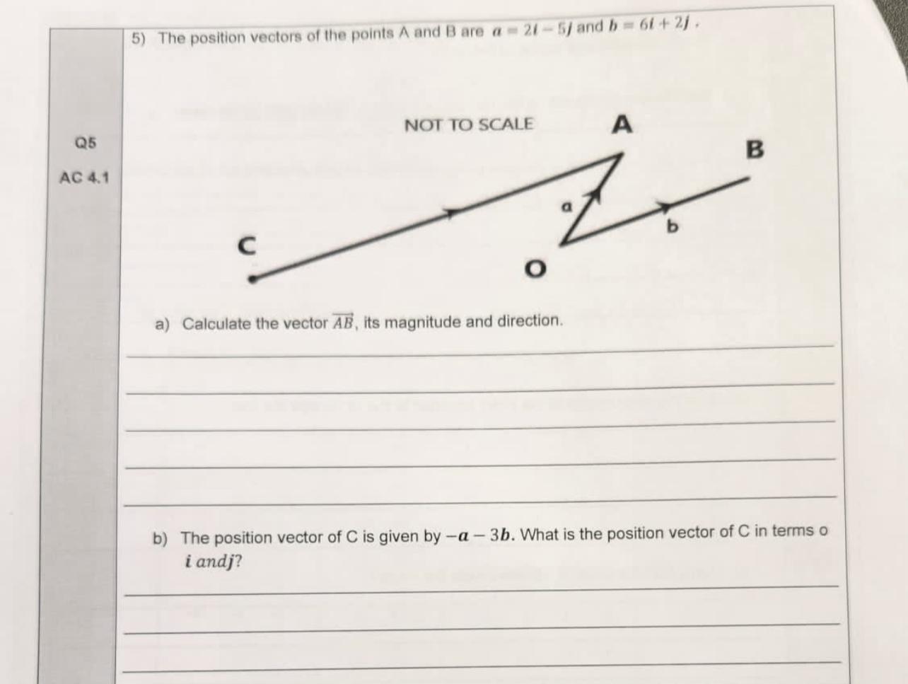 Solved The position vectors of the points A and B ﻿are | Chegg.com