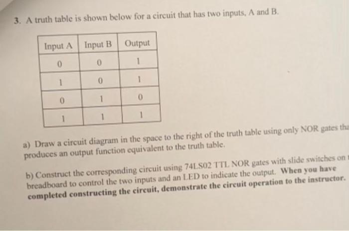 Solved 3. A truth table is shown below for a circuit that | Chegg.com