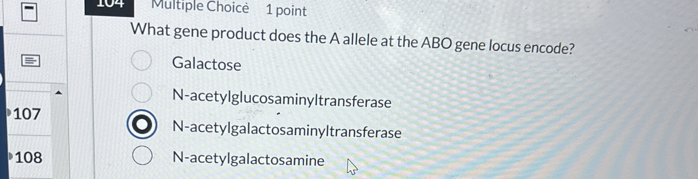 Solved Multiple Choicè1 ﻿pointWhat gene product does the A | Chegg.com