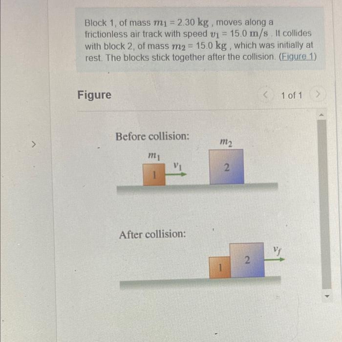 Solved Block 1 , of mass m1=2.30 kg, moves along a | Chegg.com