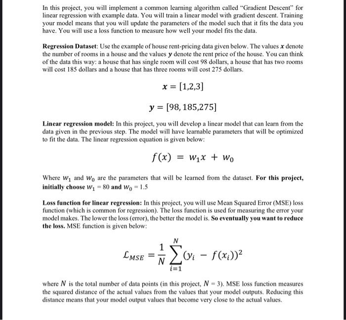 Task 1 Gradient Descent Algorithm In This Project