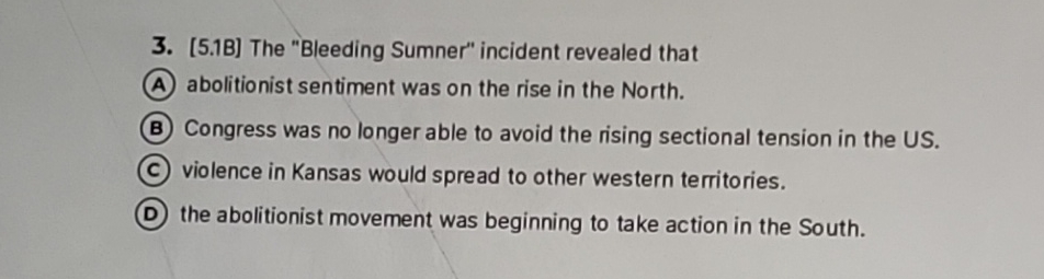 Solved [5.1B] ﻿The "Bleeding Sumner" incident revealed | Chegg.com